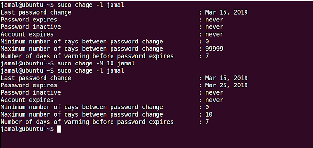 Linux chage command - Change Age