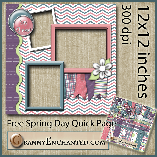 GRANNY ENCHANTED'S BLOG: Free Spring Day Digital Scrapbook Quick Page Left