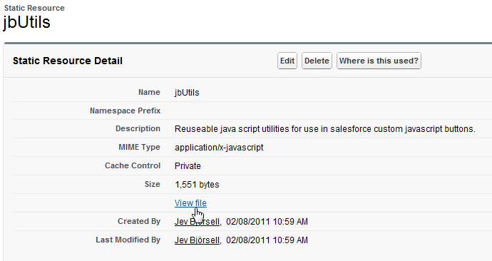 Jev On Earth Using Static Resources With Salesforce Custom Javascript Buttons
