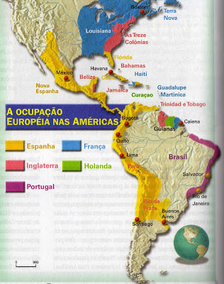 Mapa da Colonização das Américas ~ SÉTIMAHISTÓRIA