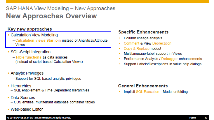 SAP HANA Data Modeling Features - from project perspective