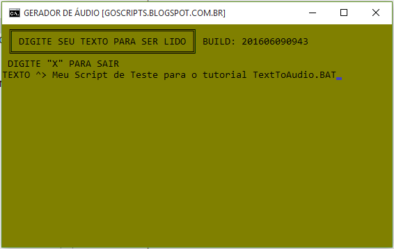 Batch Para Ler Texto e salvar em arquivo áudio (wav) - Go Scripts