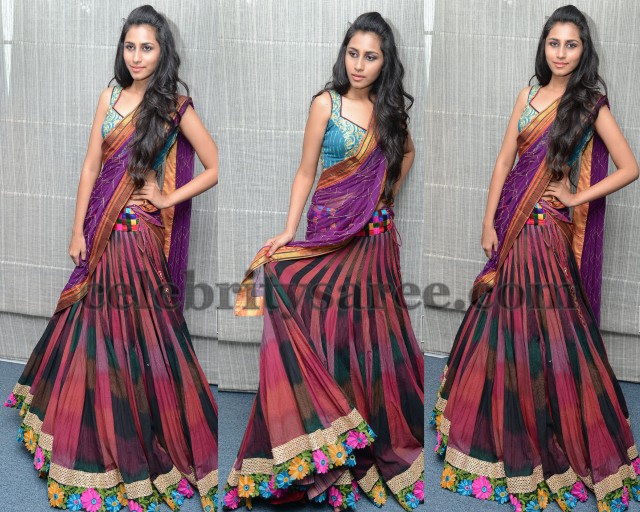 Dharmika Rao Maroon Half Saree - Saree Blouse Patterns