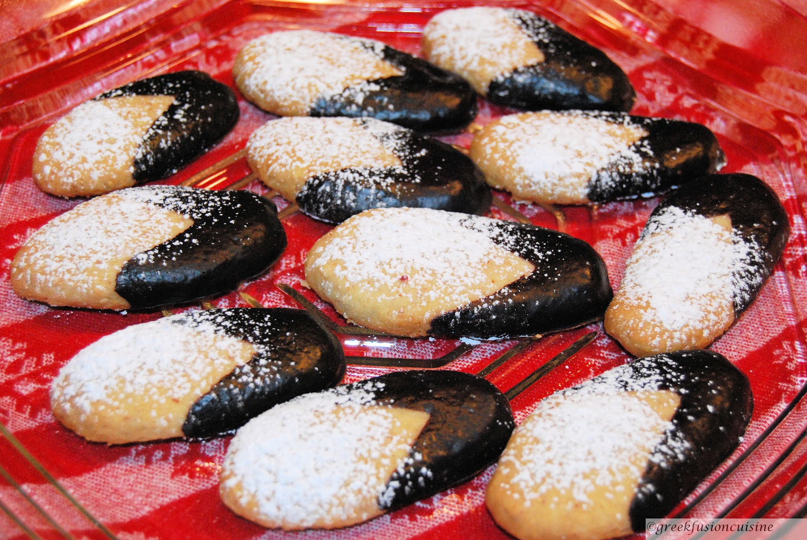 Greek Fusion Cuisine: Kourabiedes or Greek Almond Cookies in Icing sugar