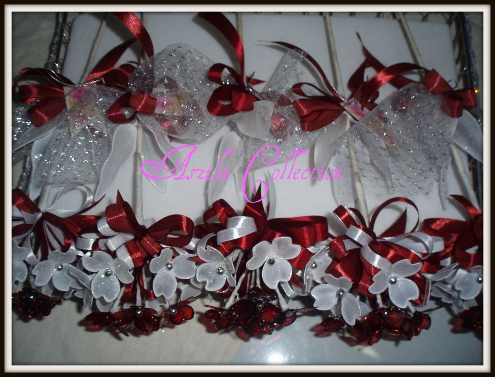 Gerbang Perkahwinan Aszila: Bunga Telur Dip - MERAH HATI & PUTIH