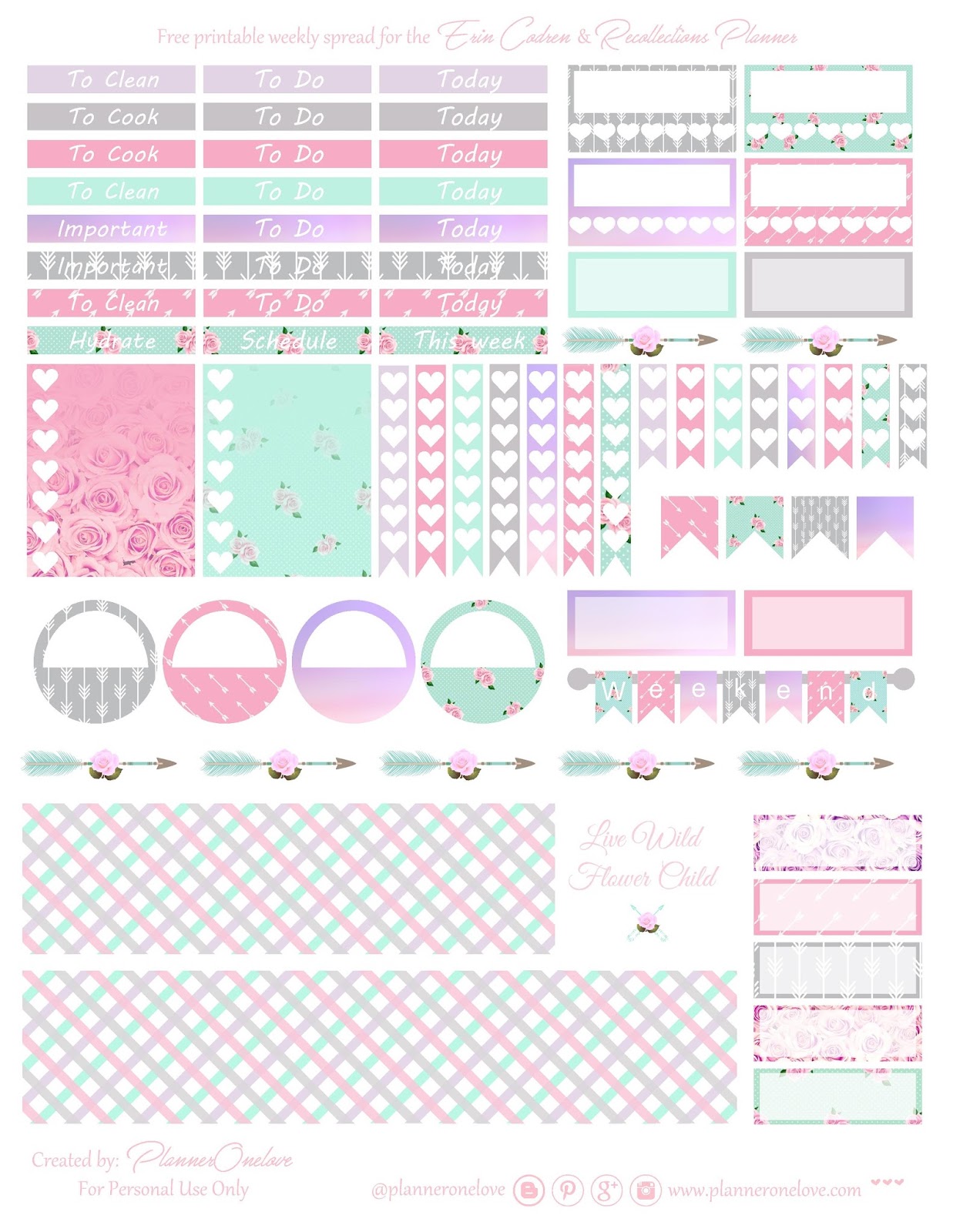 Free wild child printable spread for the Erin Condren & Recollections ...