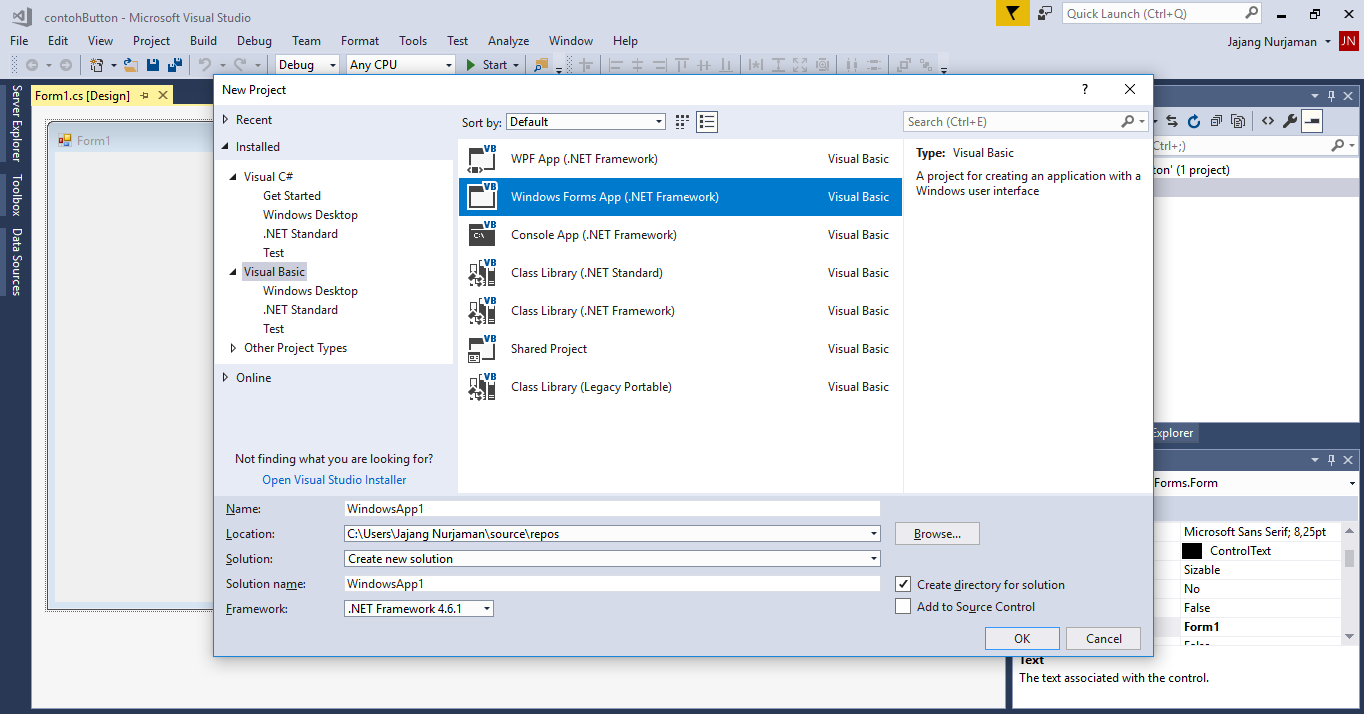 Cara Membuat Project Helloworld VB.Net - Contoh Aplikasi