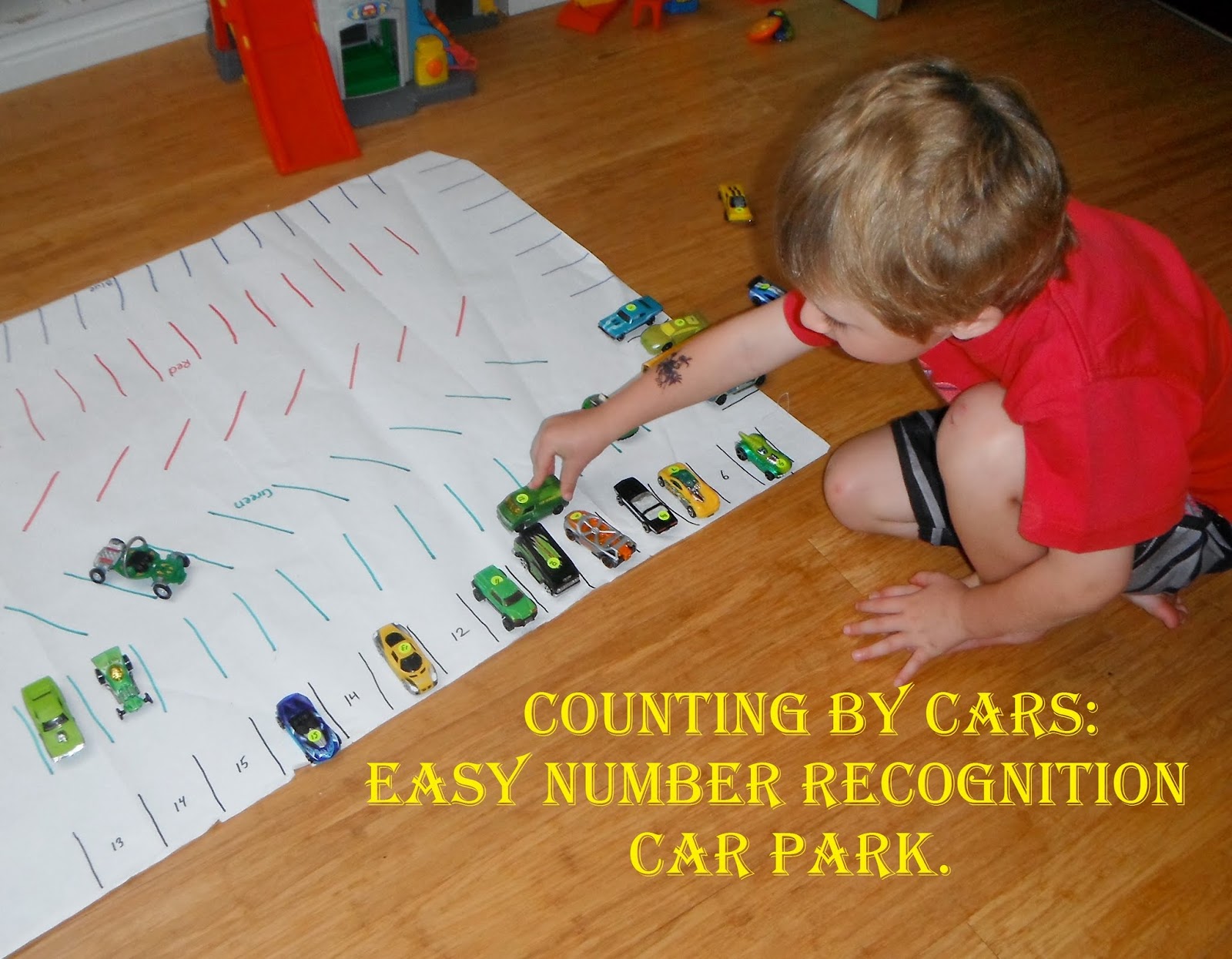 Adventures at home with Mum: Counting by Cars - Number Recognition Car park