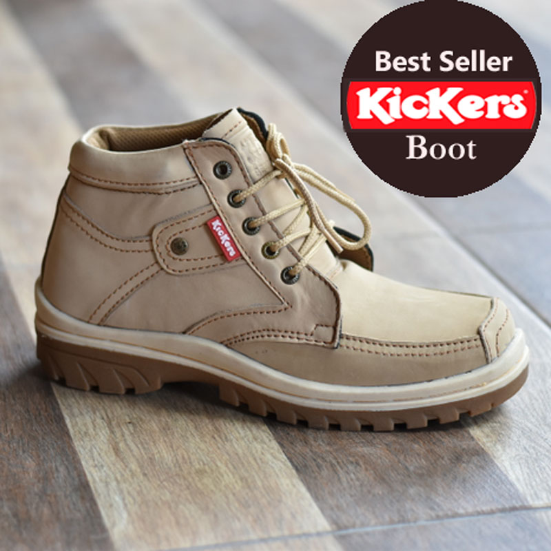 Sepatu Kickers Boot Warna Cream Kulit Asli [SKB004] | Omsepatu.com