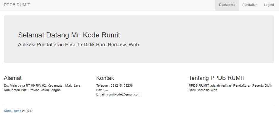 Implementasi Halaman Login PPDB