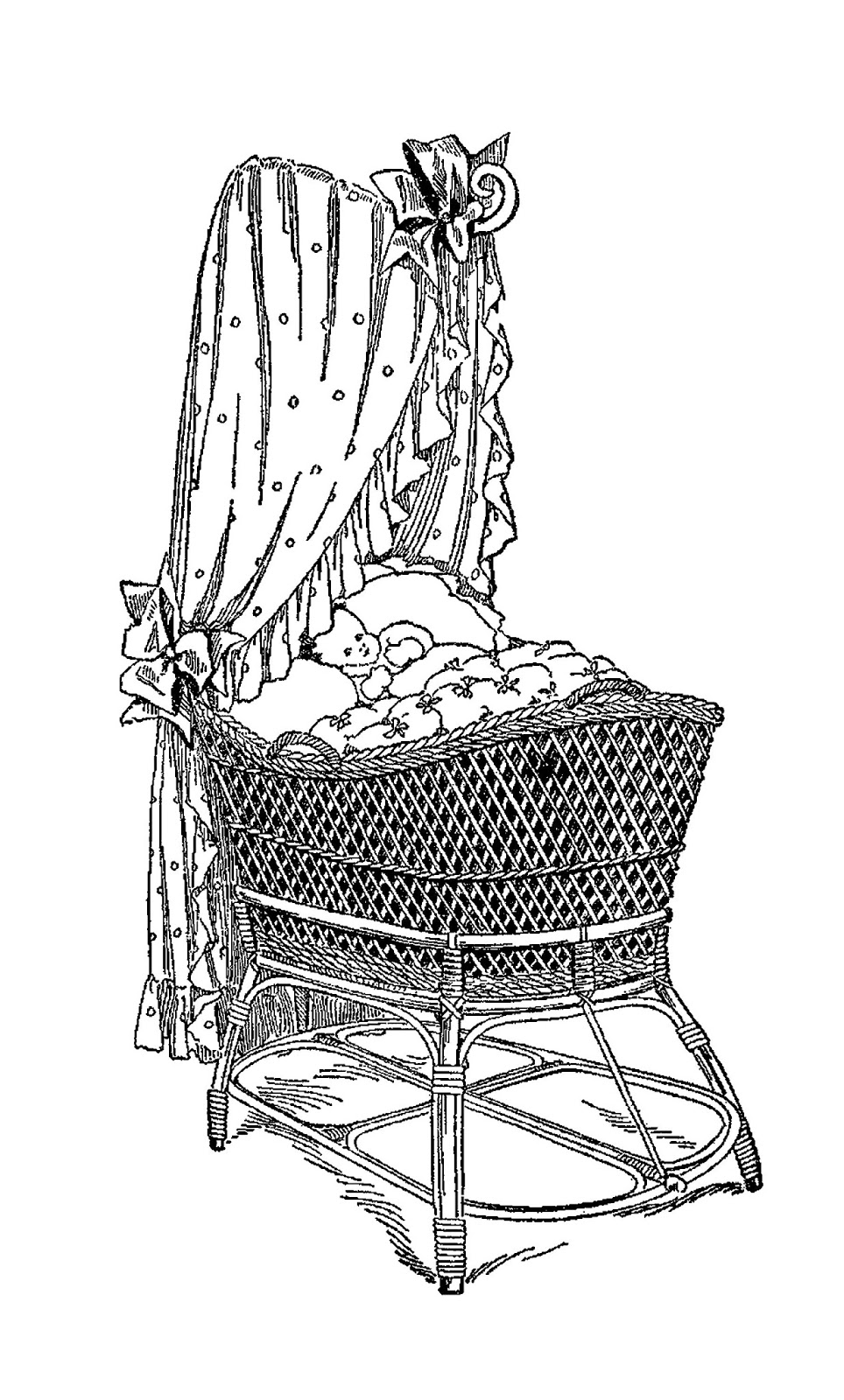 Digital Stamp Design: Baby Bassinet Digital Download Clip Art Vintage ...