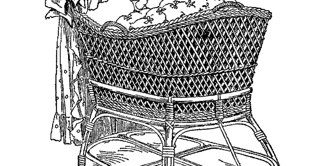 Digital Stamp Design: Baby Bassinet Digital Download Clip Art Vintage ...