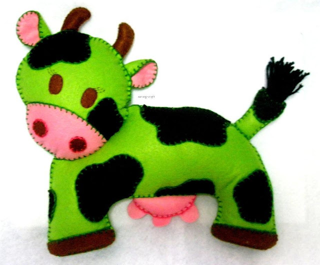 sarang craft : Soft Toy: MiMoo the Lembu Green Version