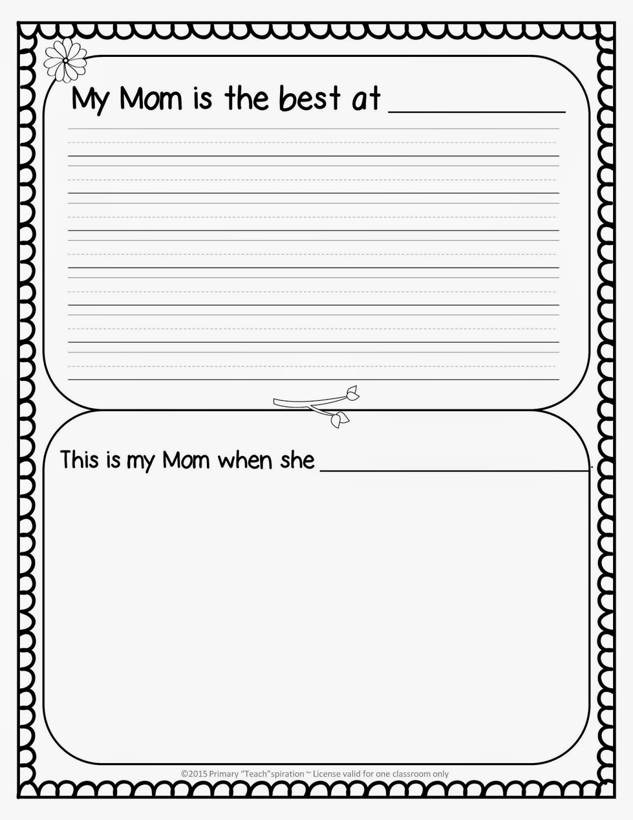 I Teach Second: 2nd Grade Teaching Resources: Mother's Day Writing Sample