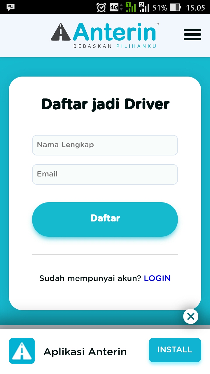 MUSE INFO: CARA DAFTAR ANTERIN DRIVER