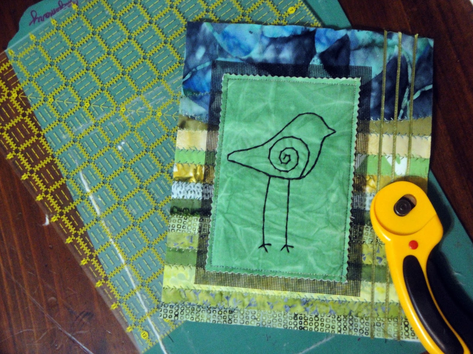 Julie Bagamary Art : New Temporary Studio - Green Bird Collage