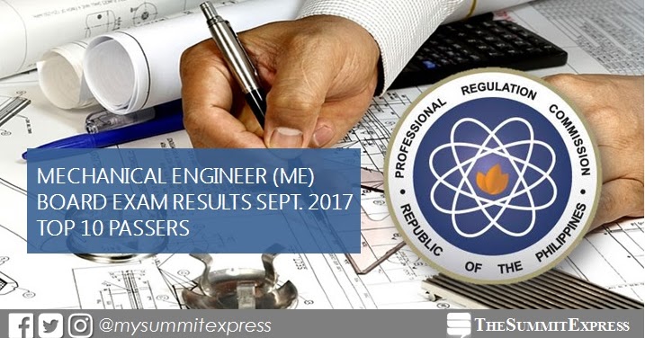 TOP 10 PASSERS: September 2017 Mechanical Engineer ME, CPM board exam ...
