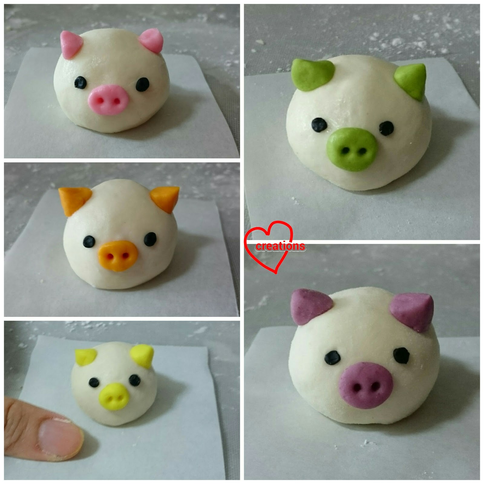 Loving Creations for You: Rainbow Piggy Mini Char Siew Bao (naturally ...