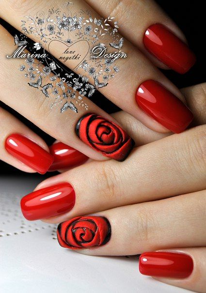 13 Hermosas manicuras con esmalte rojo ~ Manoslindas.com