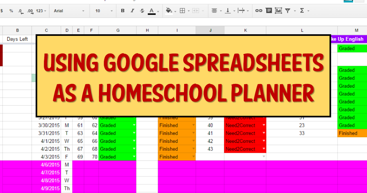 How We Use Google Spreadsheets for Our Homeschool Planner | TJ ...