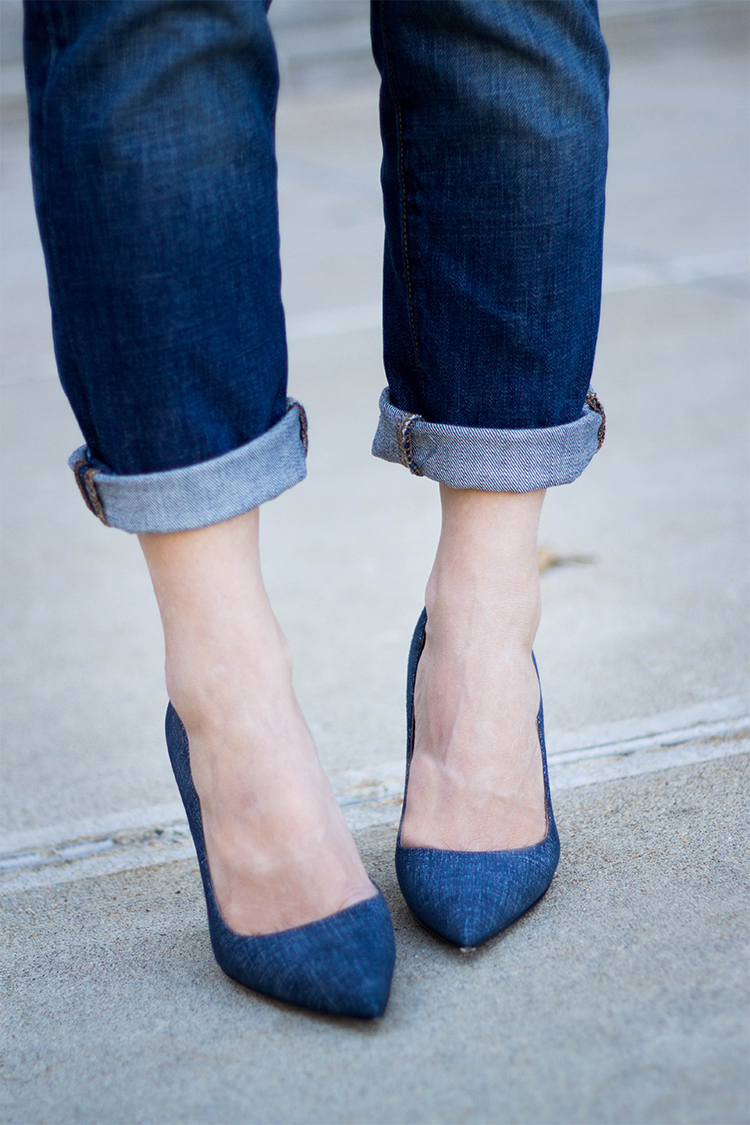 Denim Pumps (+ Design Changes to the J. Crew Majesty Peacoat) - Elle Blogs