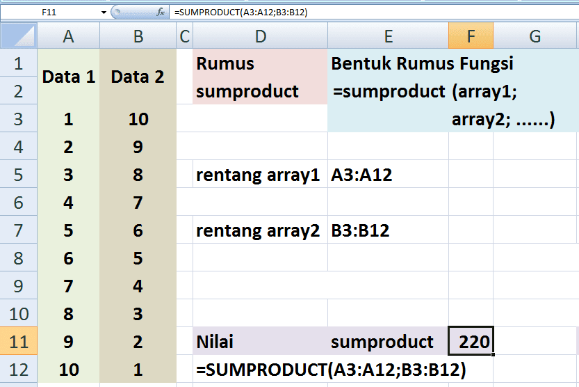 Daftar Rumus Excel | Rumus Matematika Microsoft Excel 2007 Bag Satu ...