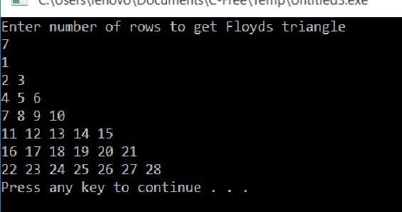 All C Programs: Program 34:To Print Floyds Triangle Pattern
