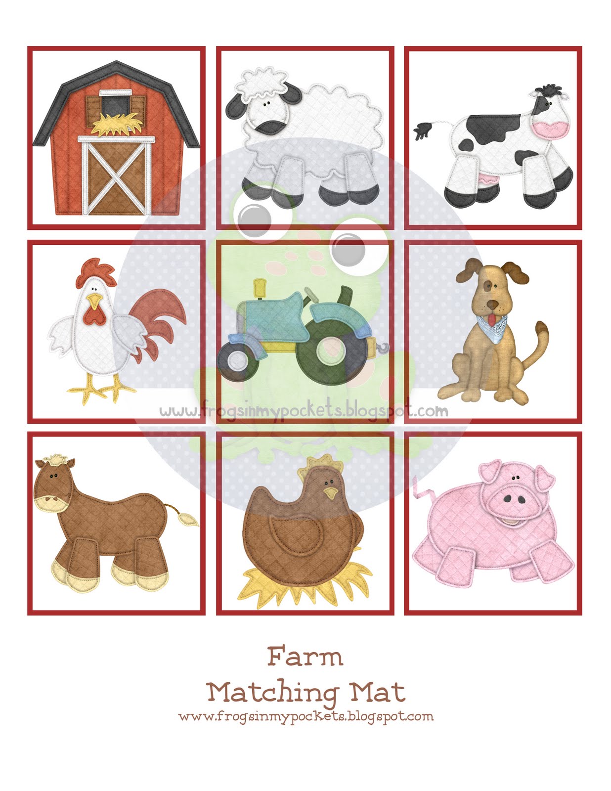 Frogs in My Pockets: Farm Matching Mat