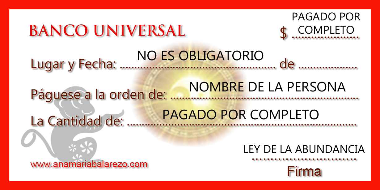 FENG SHUI, ANA MARÍA BALAREZO: Cheque de la ABUNDANCIA, LUNA NUEVA ...