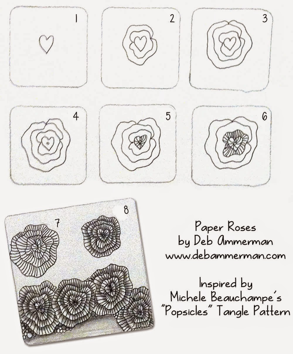 Deb Ammerman Fine Art: Paper Roses Tangle Pattern I created