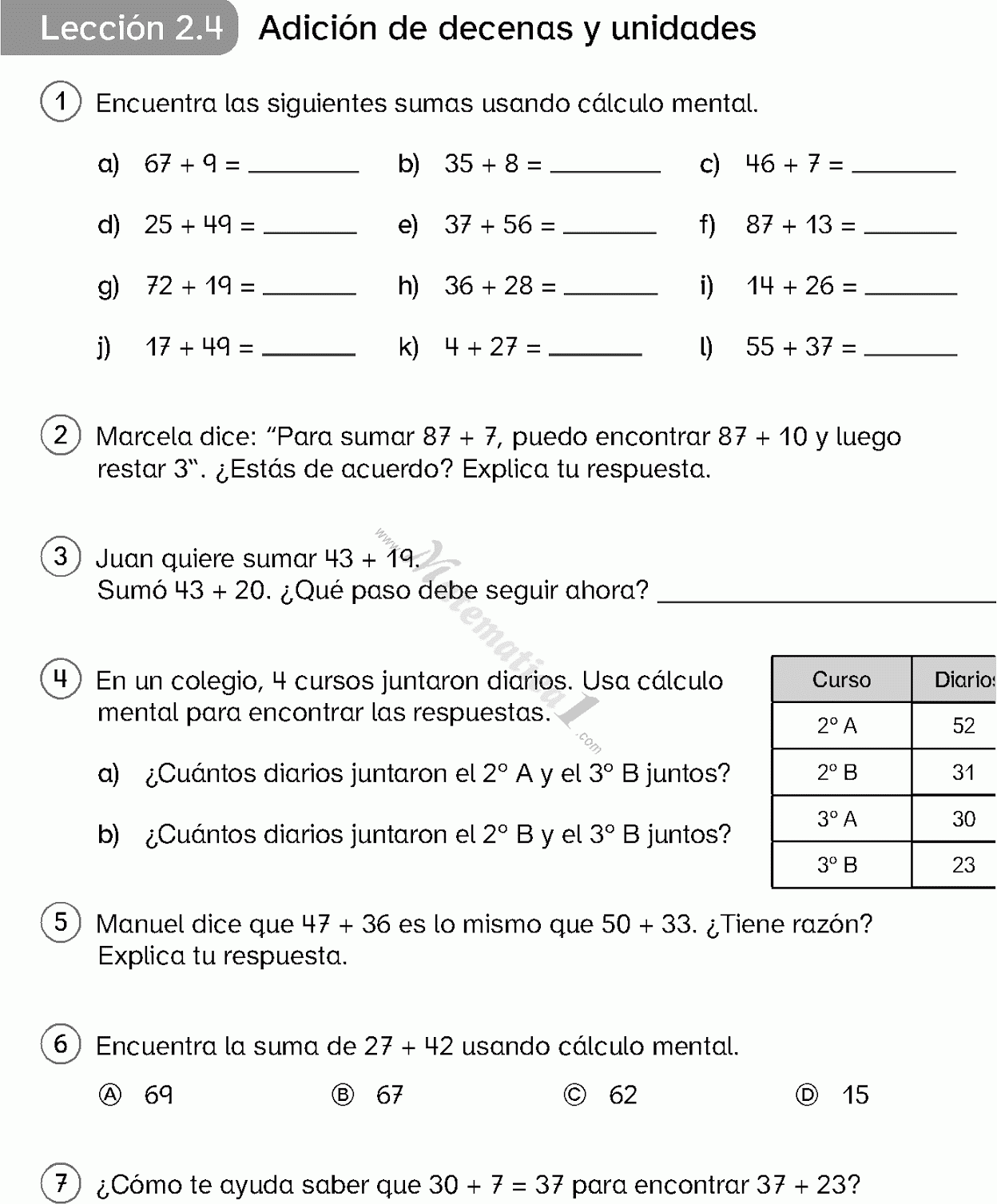 CALCULO MENTAL EJEMPLOS RESUELTOS DE MATEMATICA 3–TERCERO BASICO PDF