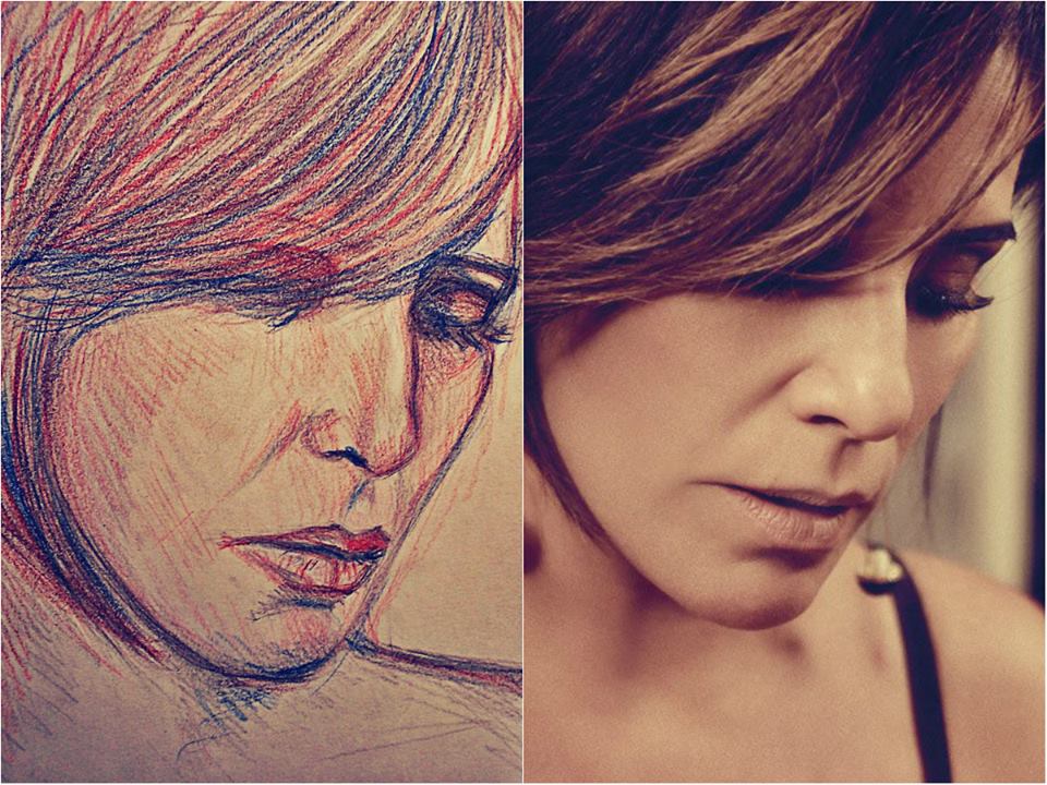 Desenhos da atriz Gloria Pires feitos por Alexandra Roden