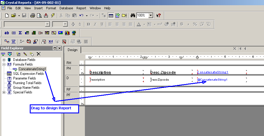 sharing: How To Concatenante String in Crystal Report