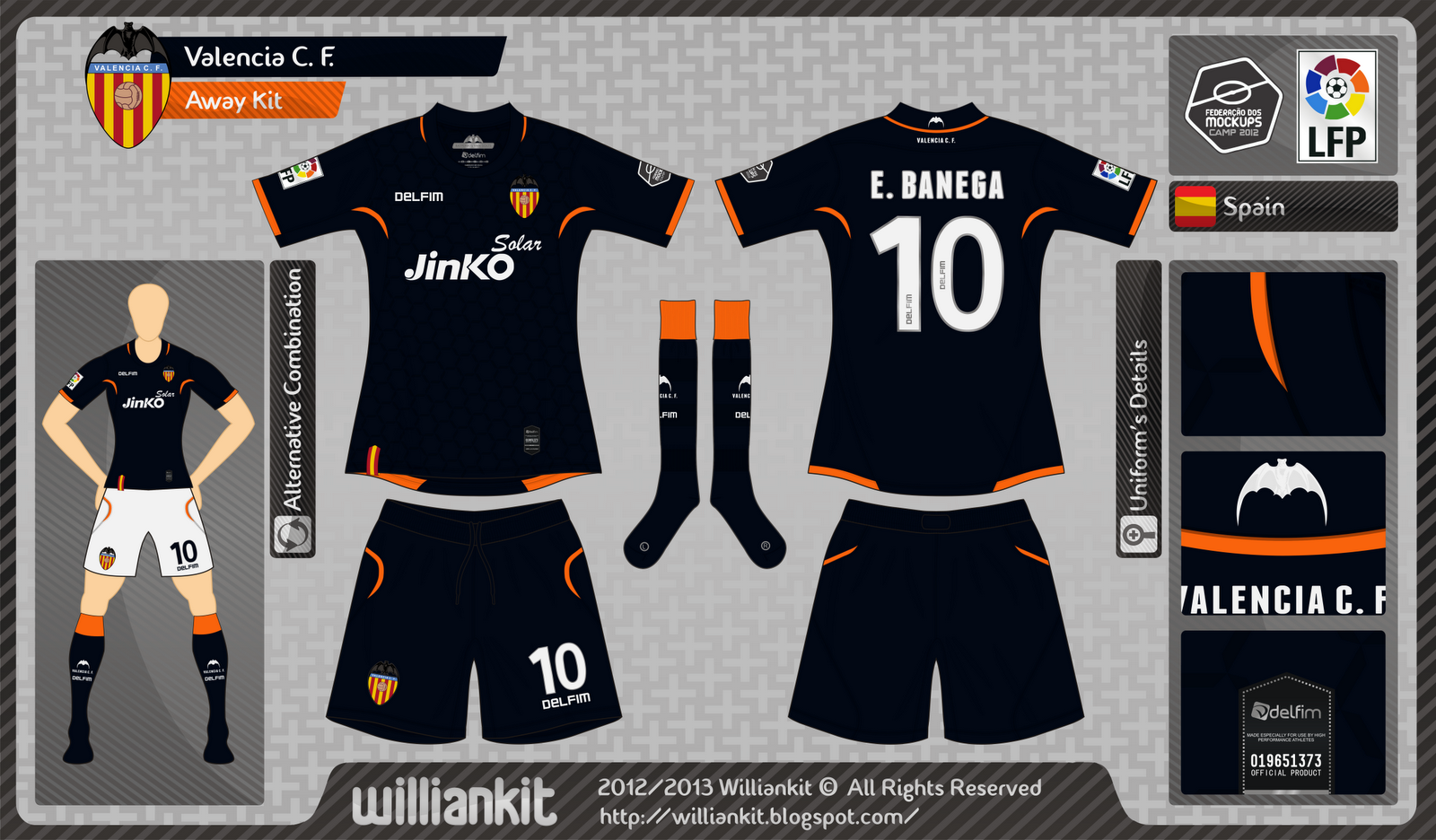 Willian Kit: Valencia C. F. - 2012/13 Delfim Kits
