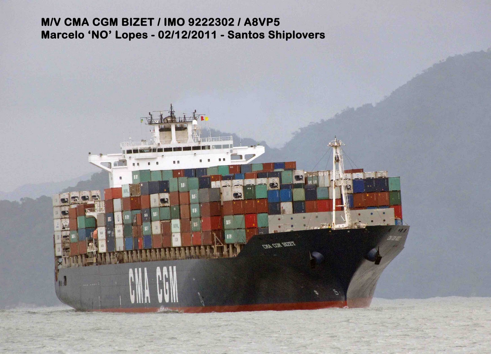 Santos Shiplovers: M/V CMA CGM Bizet / A8VP5 - Entrada do maior navio ...