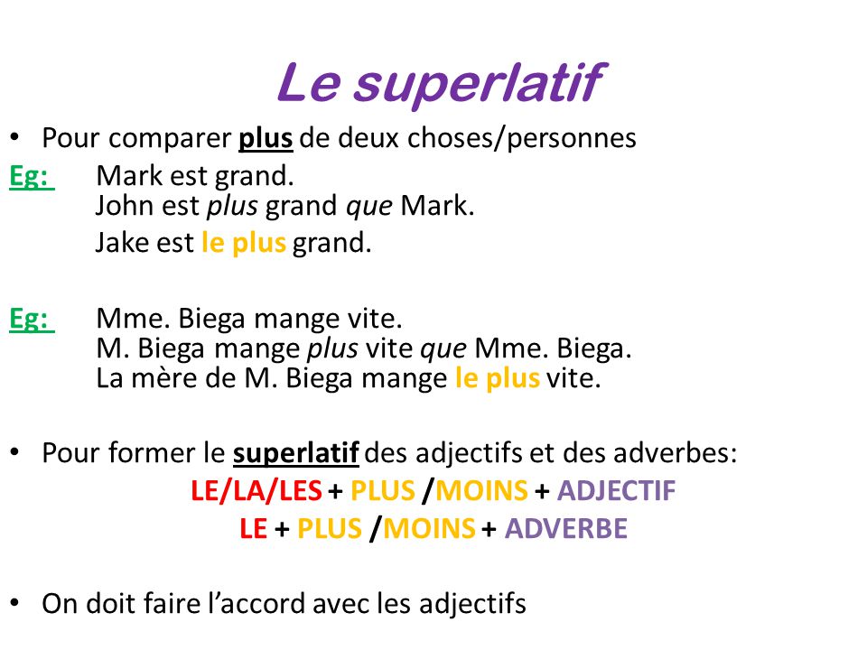 Le Français que je dois savoir...: Le superlatif