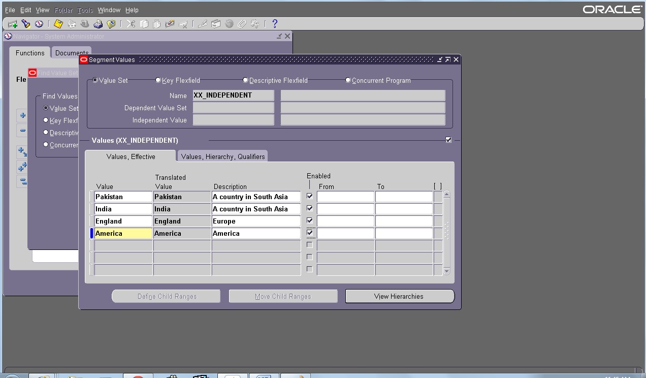 My Oracle World: Validation Type 'Independent' in Value Sets in Oracle