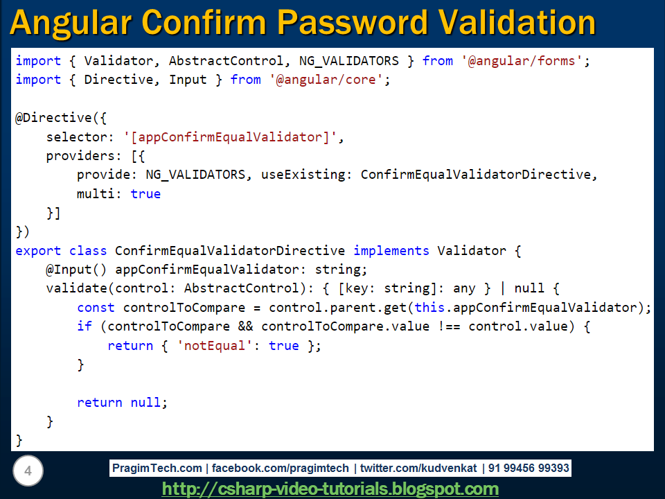 Sql Server And C Video Tutorial Angular Password And Confirm Password Validation Slides