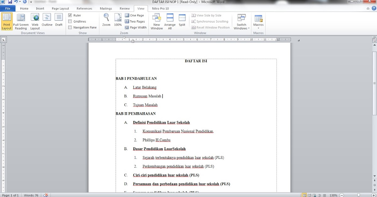 Ranov Putra: CARA MEMBUAT DAFTAR ISI RAPI, BAIK DAN BENAR