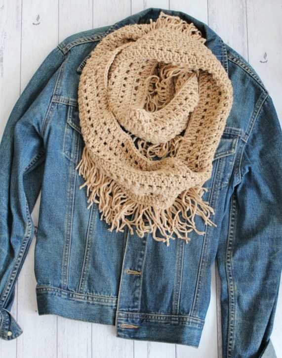 Laura Fringe Infinity Scarf - Threadbare Creations