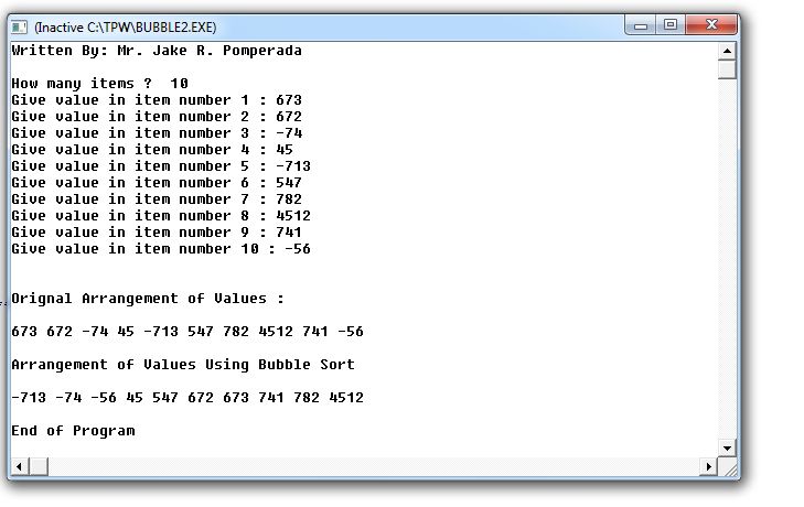 Free Programming Source Codes And Computer Programming Tutorials Bubble Sort In Turbo Pascal 