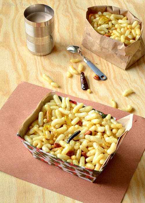 Spicy Treats: Khara Pori / Spiced Wheat Puffs with Garlic ~ Healthy Snack