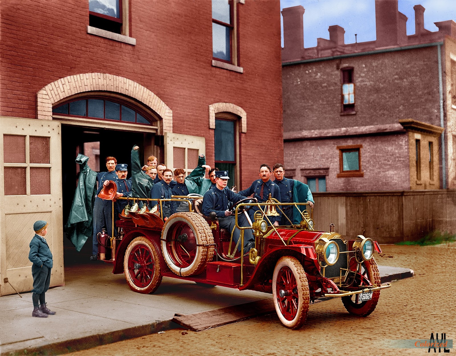 Colors for a Bygone Era: Colorized 1911 Packard Fire Engine