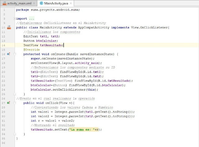 Sumar dos números en Android Studio Operaciones básicas