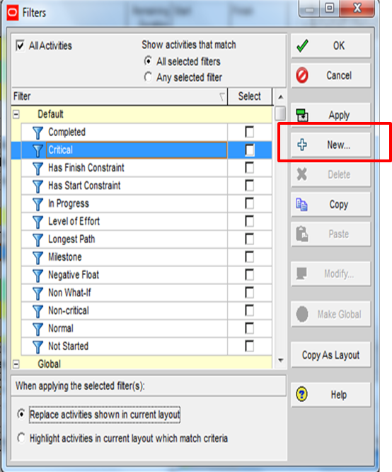 How to Create a One Month Filter in Primavera