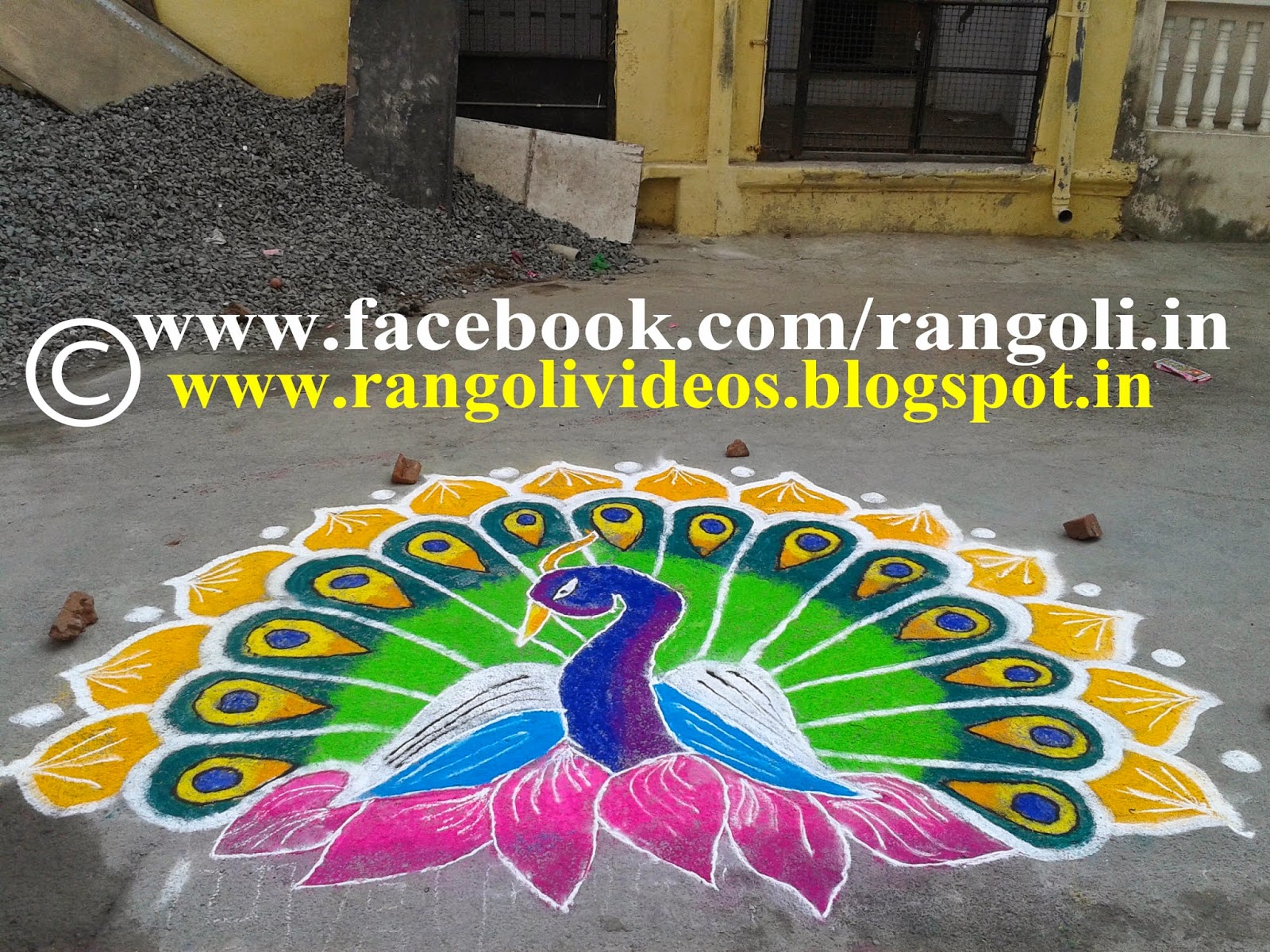 Diwali Rangoli Designs With Peacock