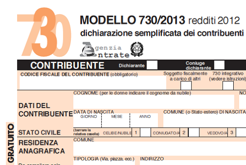 Modello 730 dichiarazione redditi 2013