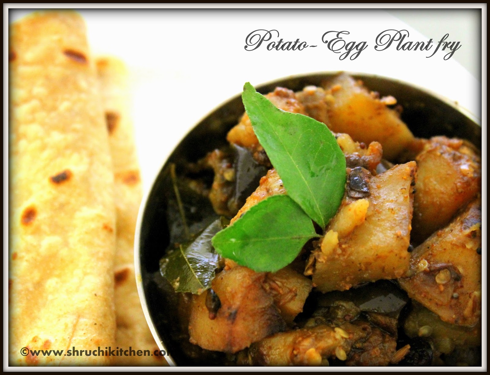 Shruchi Kitchen: Potato-Egg Plant fry (Aloogadde Badanekayi palya)