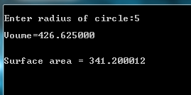 Code Box C++: Program to take the radius of a sphere as input and print ...