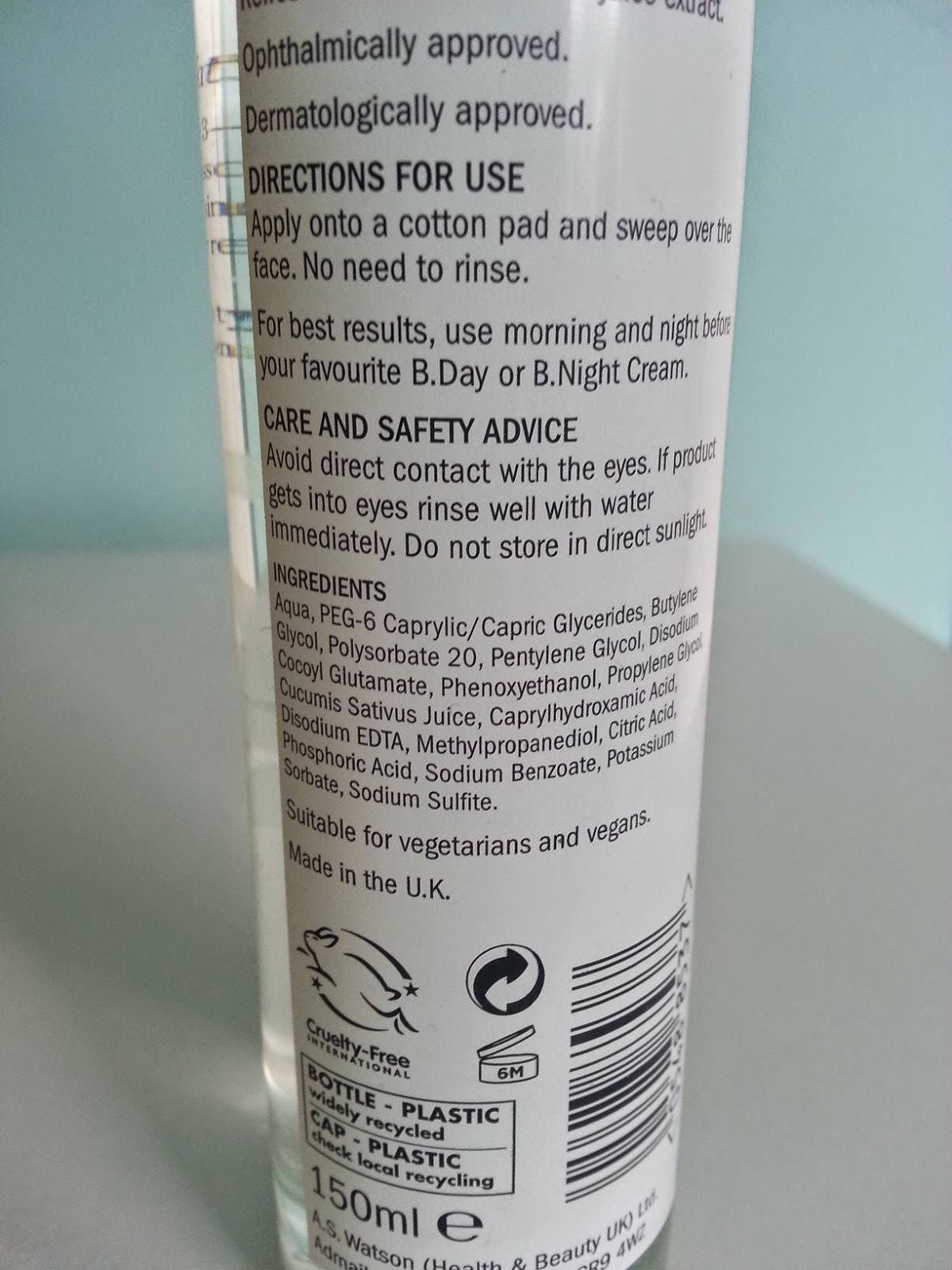 Superdrug B. Pure Micellar Water | Review | The Vegan Taff